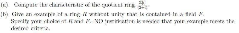Solved (a) Compute the characteristic of the quotient ring | Chegg.com