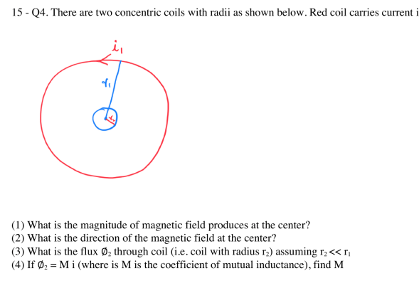 Solved 15 - Q4. There are two concentric coils with radii as | Chegg.com