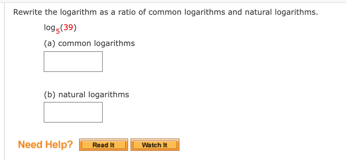 Solved Rewrite the logarithm as a ratio of common logarithms | Chegg.com