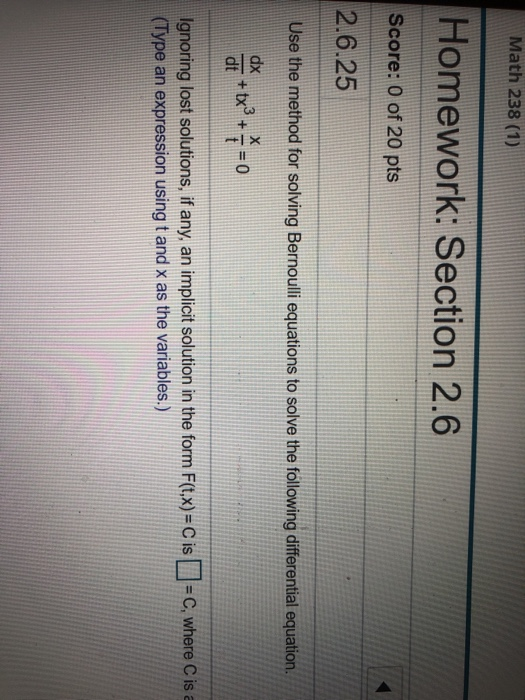 Solved Math 238 (1) Homework: Section 2.6 Score: 0 of 20 pts | Chegg.com