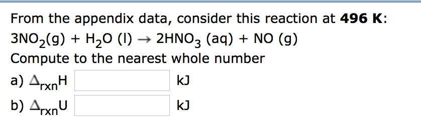 Solved From the appendix data, consider this reaction at 496 | Chegg.com