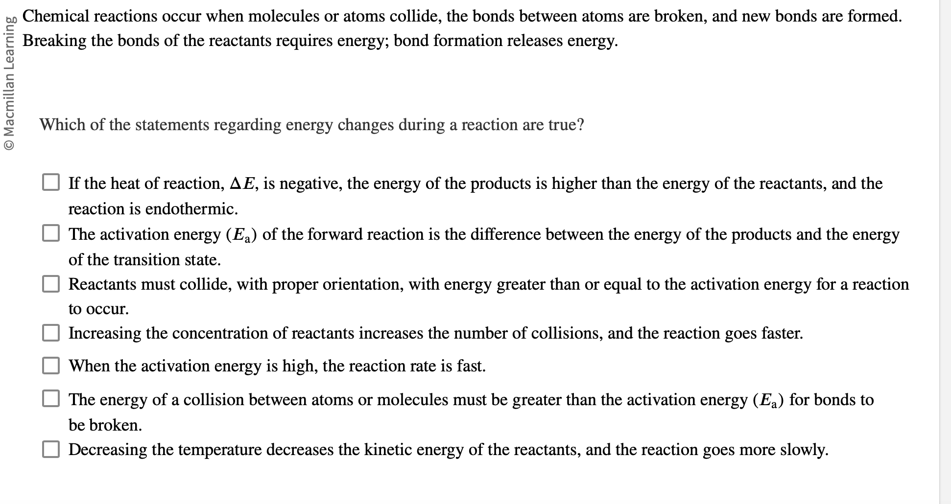 Solved Chemical reactions occur when molecules or atoms | Chegg.com
