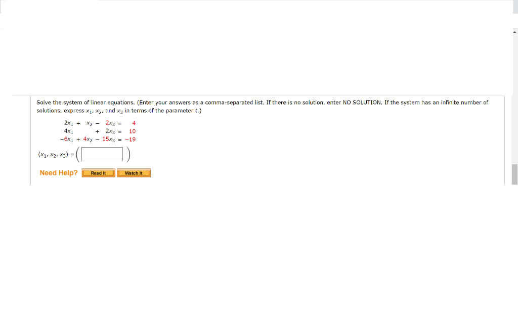 Solved Solve the system of linear equations. (Enter your | Chegg.com