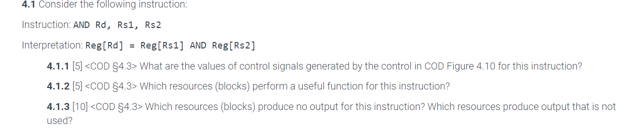 Solved Instruction: AND Rd, Rs1, Rs2 Interpretation: | Chegg.com