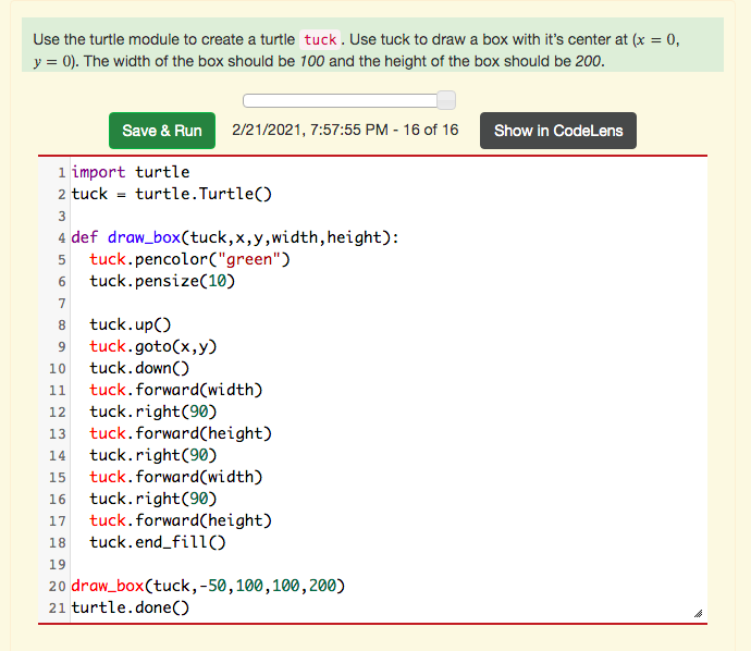 Solved Use the turtle module to create a turtle tuck. Use | Chegg.com