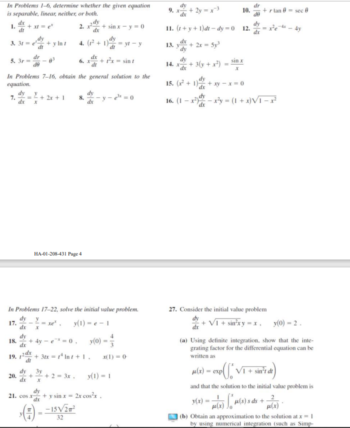 Solved In Problems 1 6 Determine Whether The Given Equation