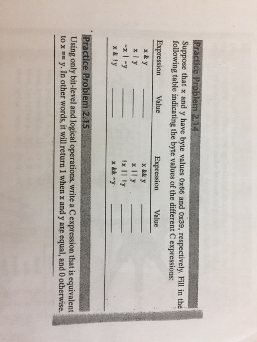 Solved Suppose that x and y have byte values 0x66 and 0x39, | Chegg.com