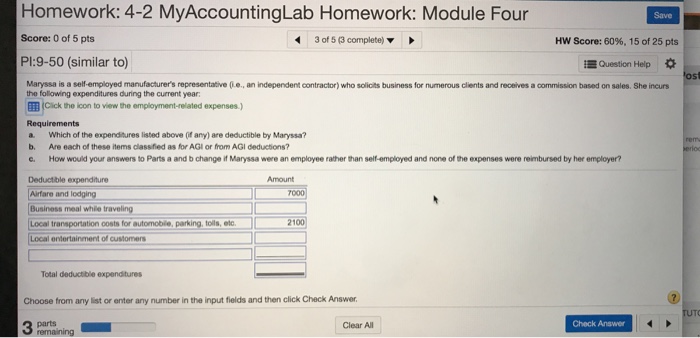 Solved Save lomework: 4-2 MyAccountingLab Homework: Module | Chegg.com
