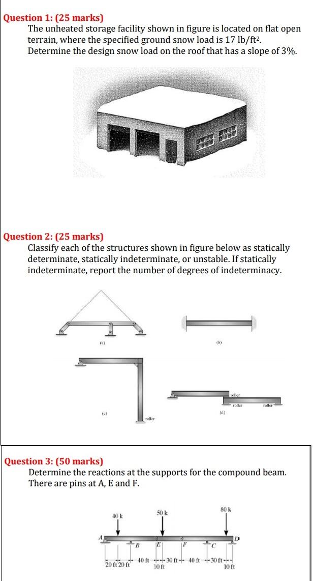 Solved Question 1: (25 marks) The unheated storage facility | Chegg.com