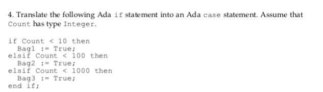 Solved Translate the following Ada if statement into an Ada | Chegg.com