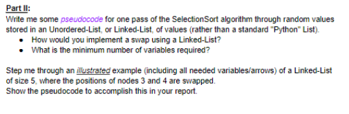 Solved Part II: Write me some pseudocode for one pass of the | Chegg.com
