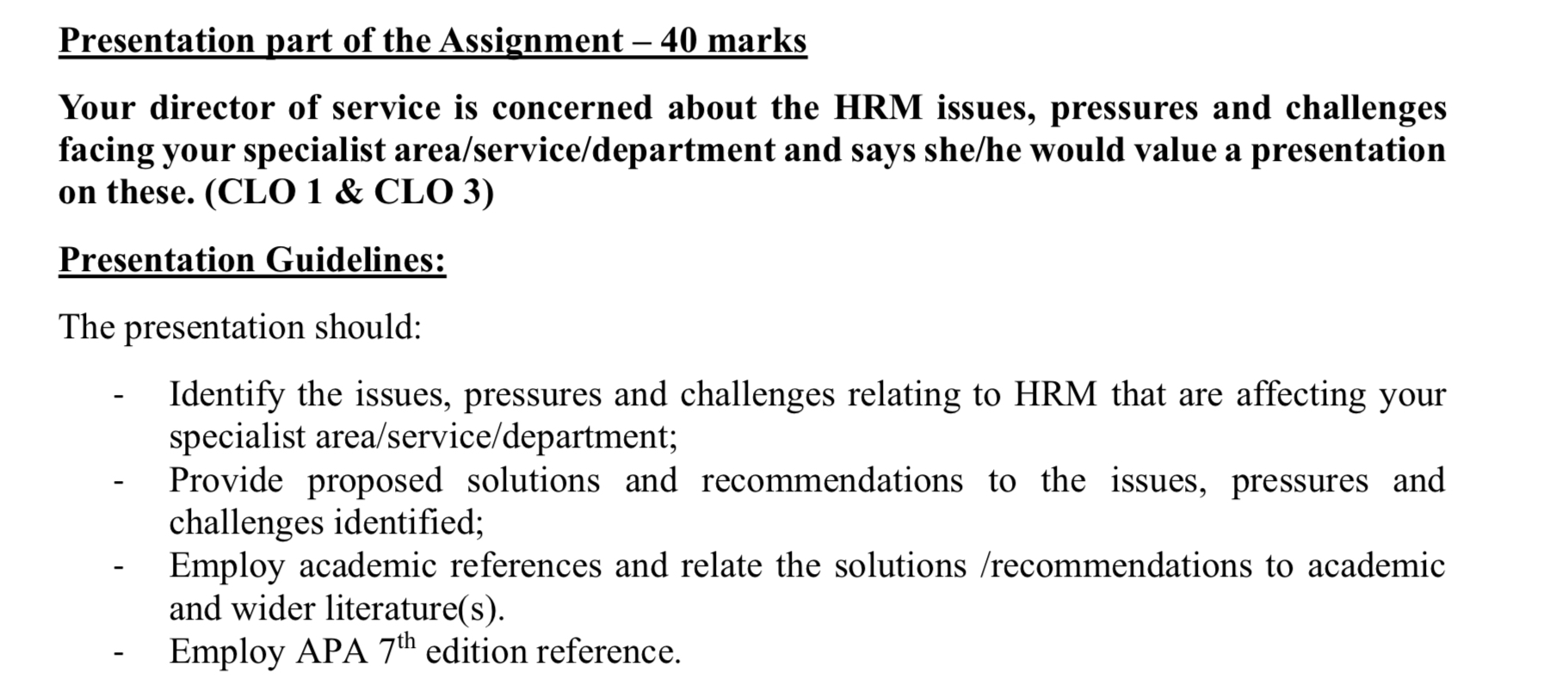 Solved Presentation part of the Assignment -40 marks Your | Chegg.com