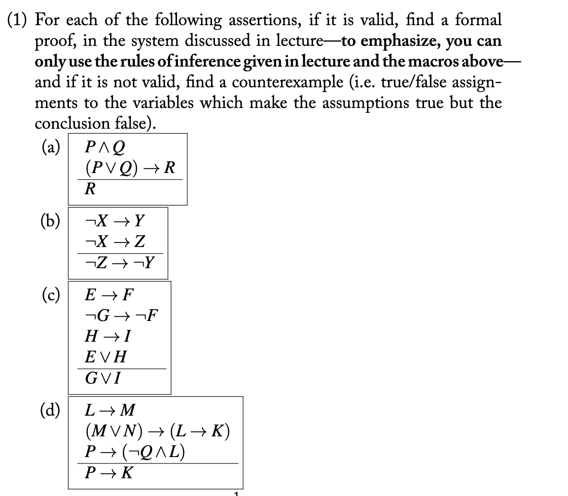Solved (1) For each of the following assertions, if it is | Chegg.com