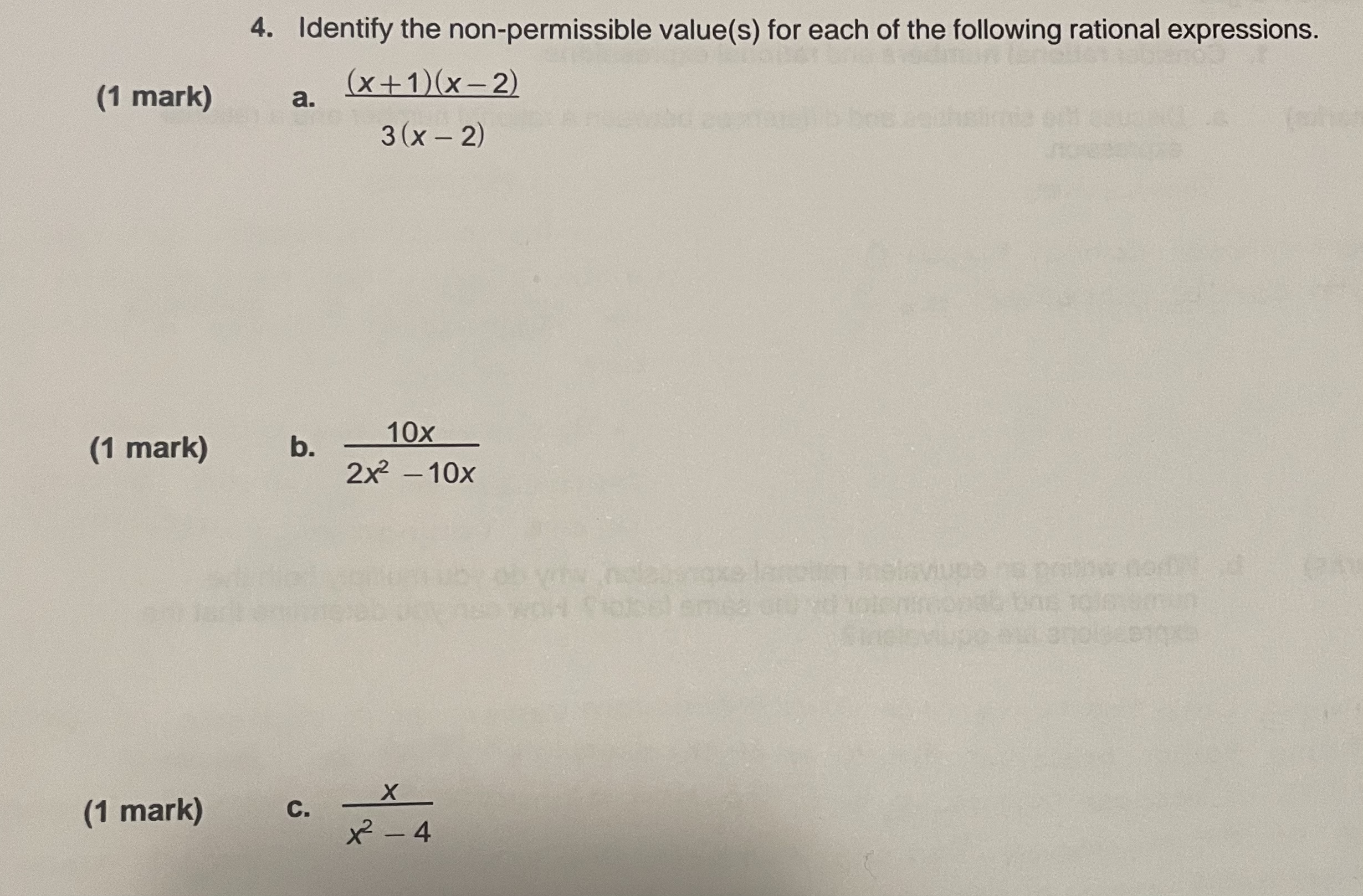 Solved Identify the non-permissible value(s) for each of the | Chegg.com