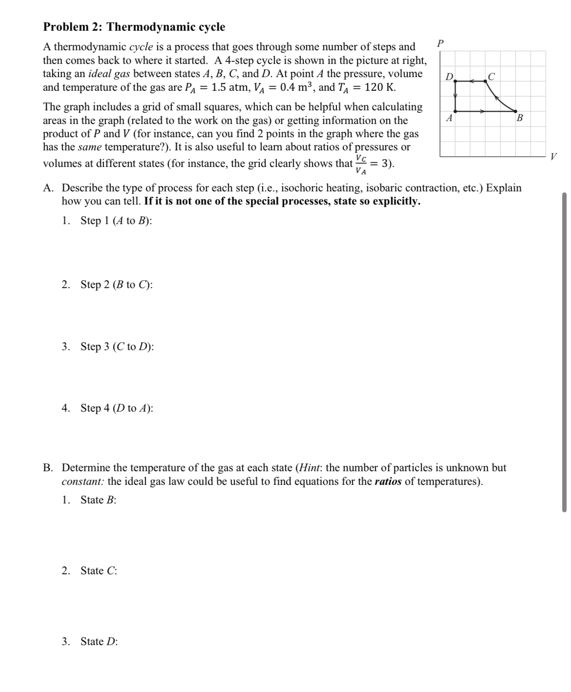 Solved Problem 2: Thermodynamic cycle A thermodynamic cycle | Chegg.com