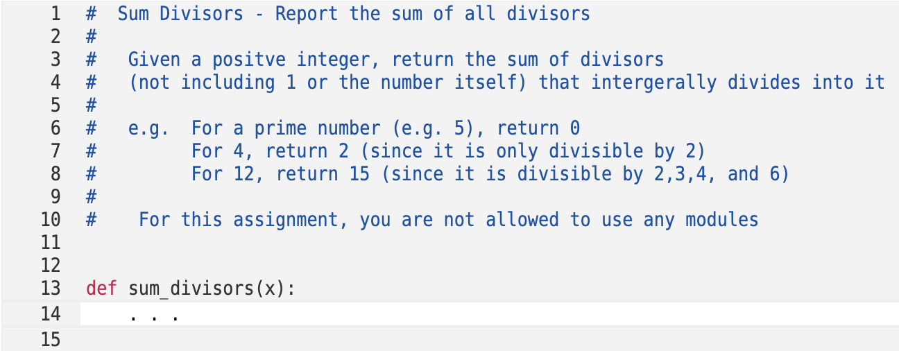 Solved 1 Sum Divisors Report The Sum Of All Divisors 2 2095