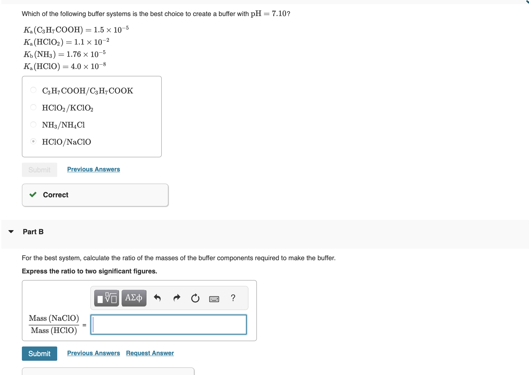 Solved Which of the following buffer systems is the best | Chegg.com