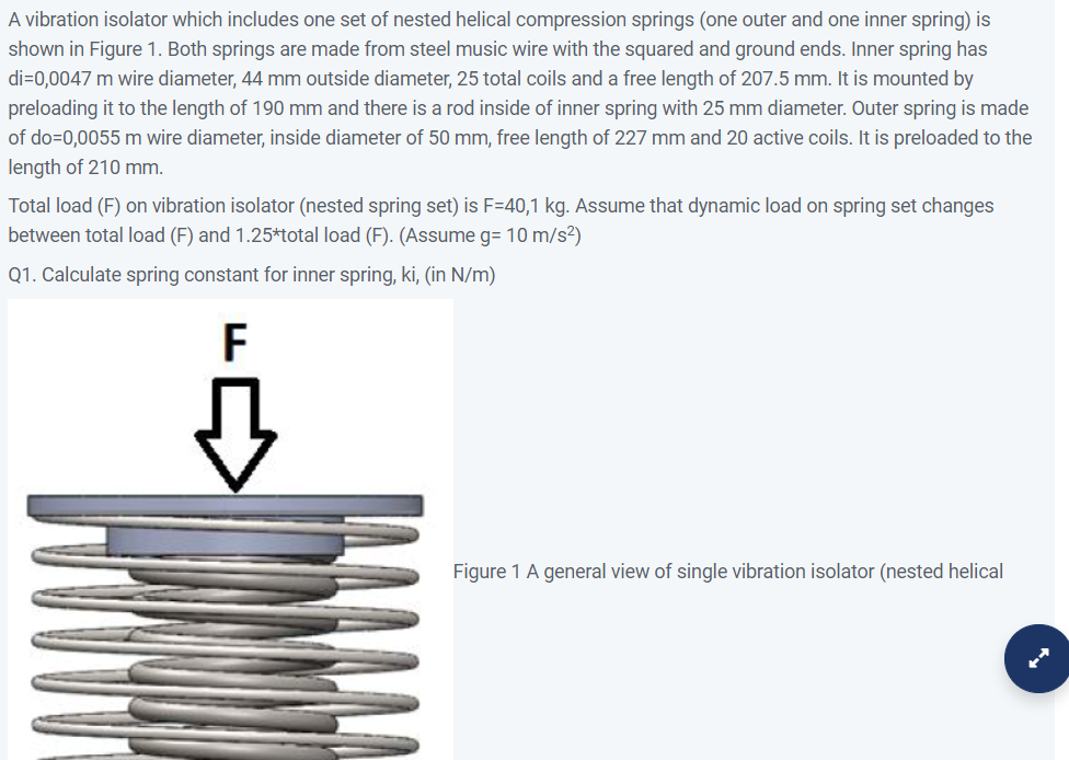 Solved Q2. Calculate spring constant for outer spring, | Chegg.com