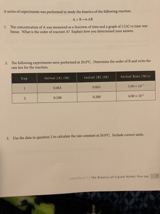 Solved A series of experiments was performed to study the | Chegg.com