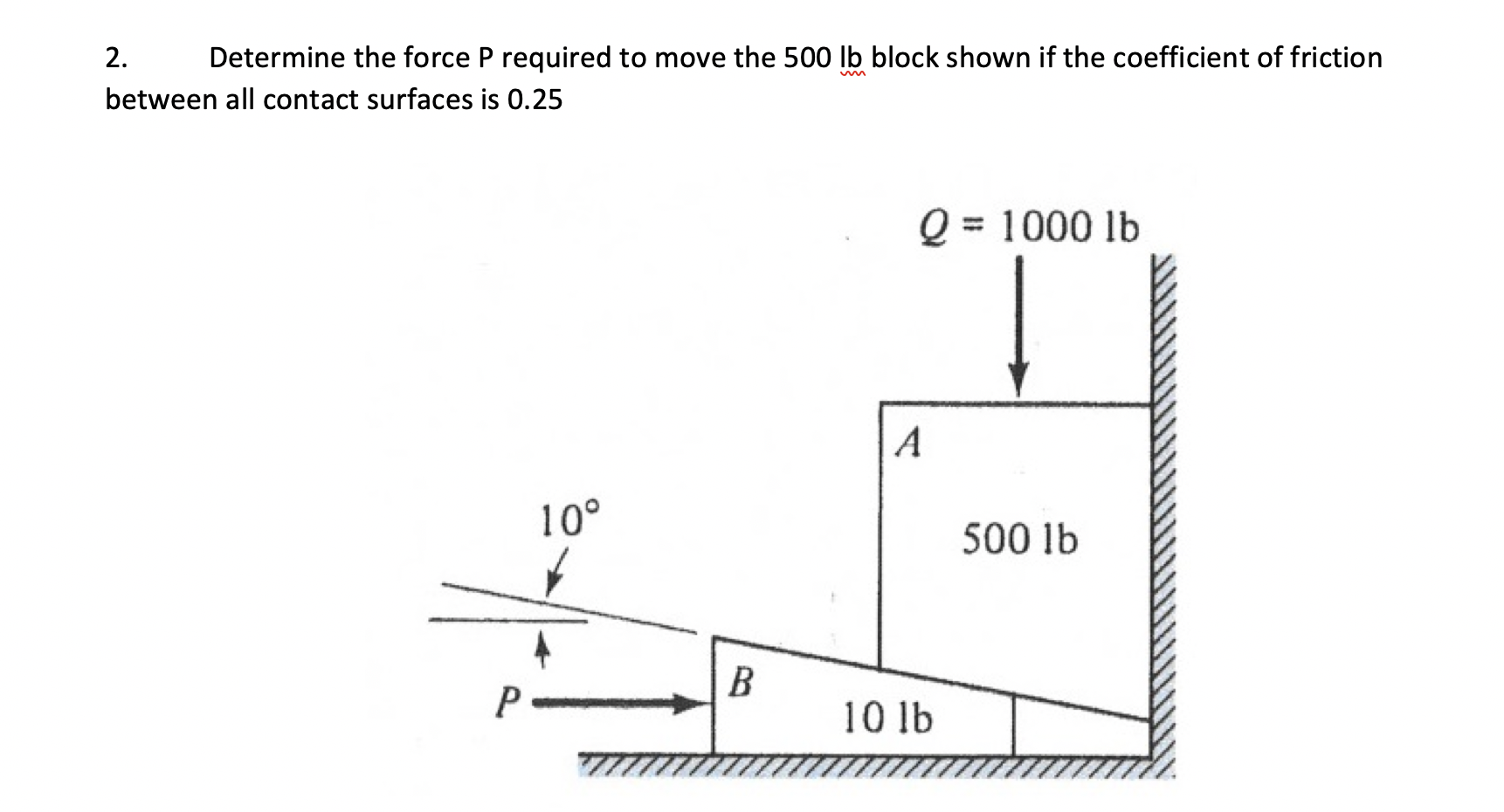 Solved Determine the force P required to move the 500 lb | Chegg.com