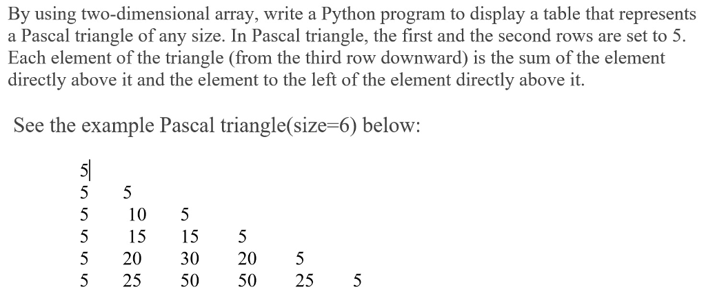 Solved By using two-dimensional array, write a Python | Chegg.com