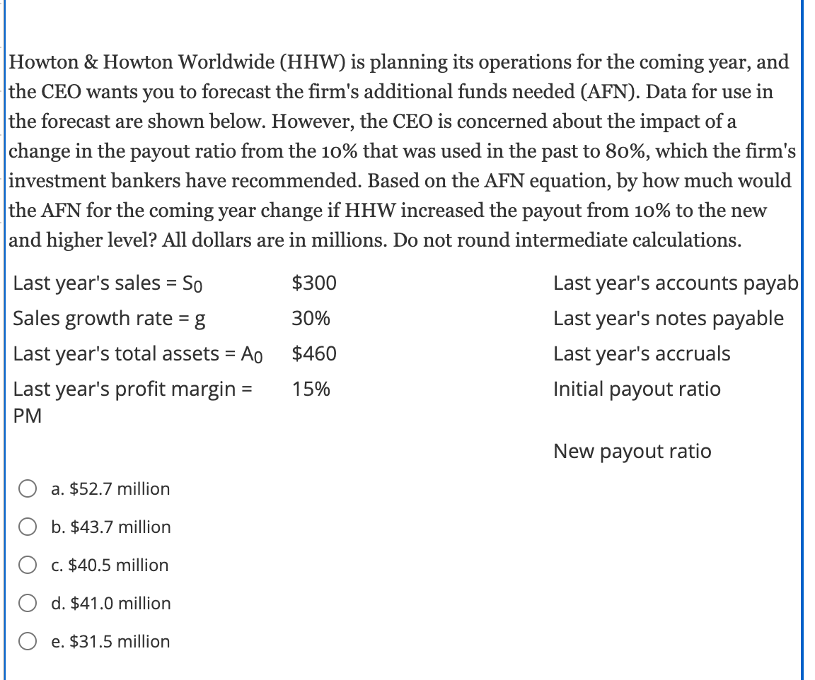 Solved Howton \& Howton Worldwide (HHW) is planning its | Chegg.com