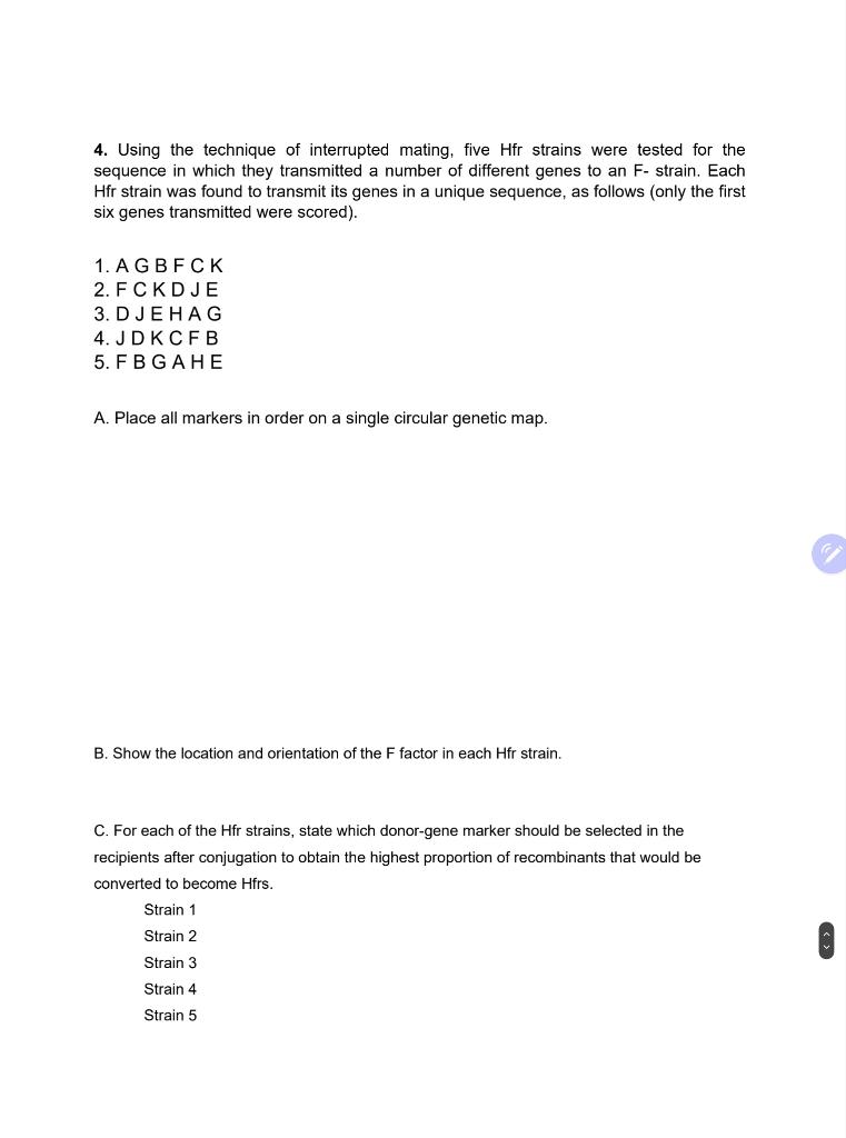 Solved 4. Using the technique of interrupted mating, five | Chegg.com
