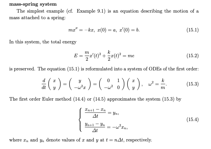 Solved mass-spring system The simplest example (cf. Example | Chegg.com