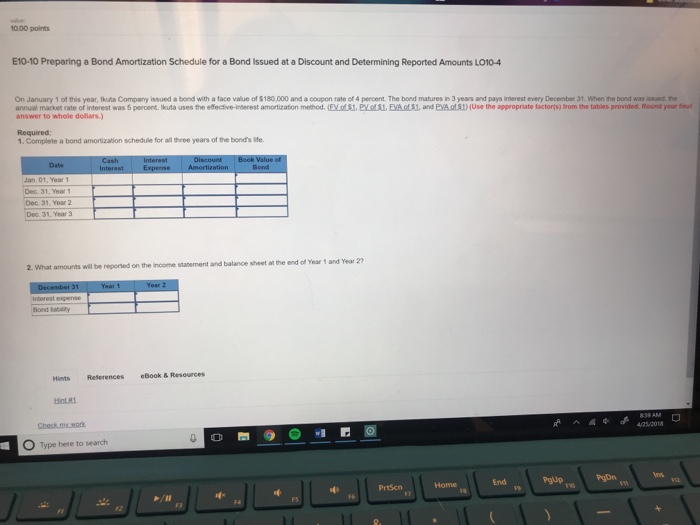 Solved 10.00 points E10-10 Preparing a Bond Amortization | Chegg.com