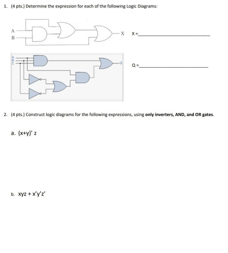Solved 1. (4 pts.) Determine the expression for each of the | Chegg.com
