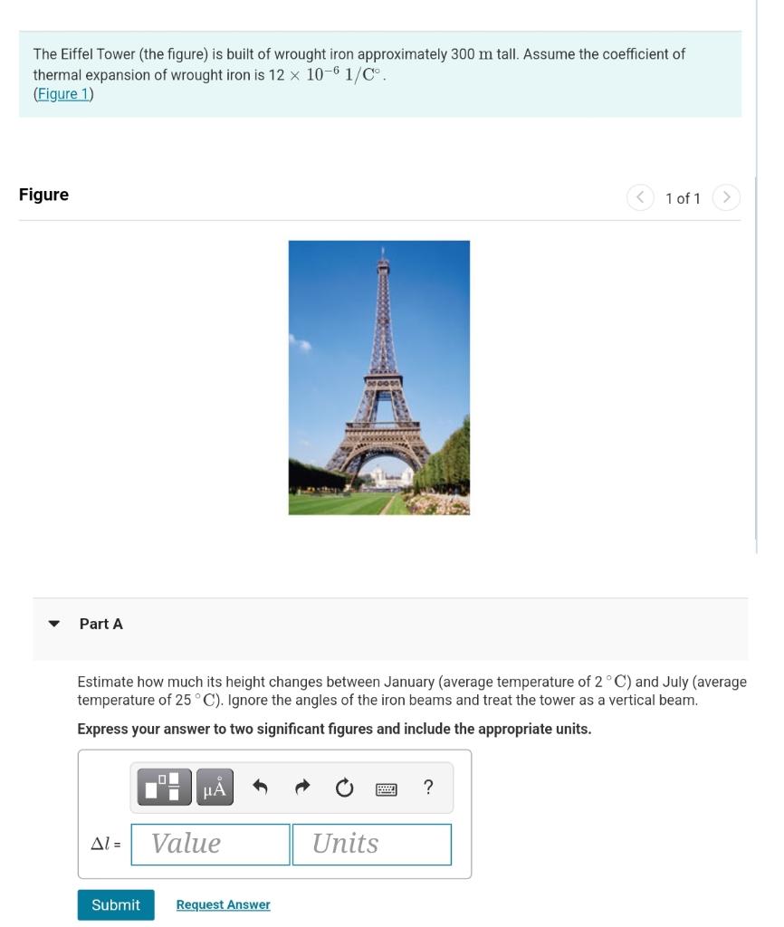 Solved The Eiffel Tower (the figure) is built of wrought | Chegg.com