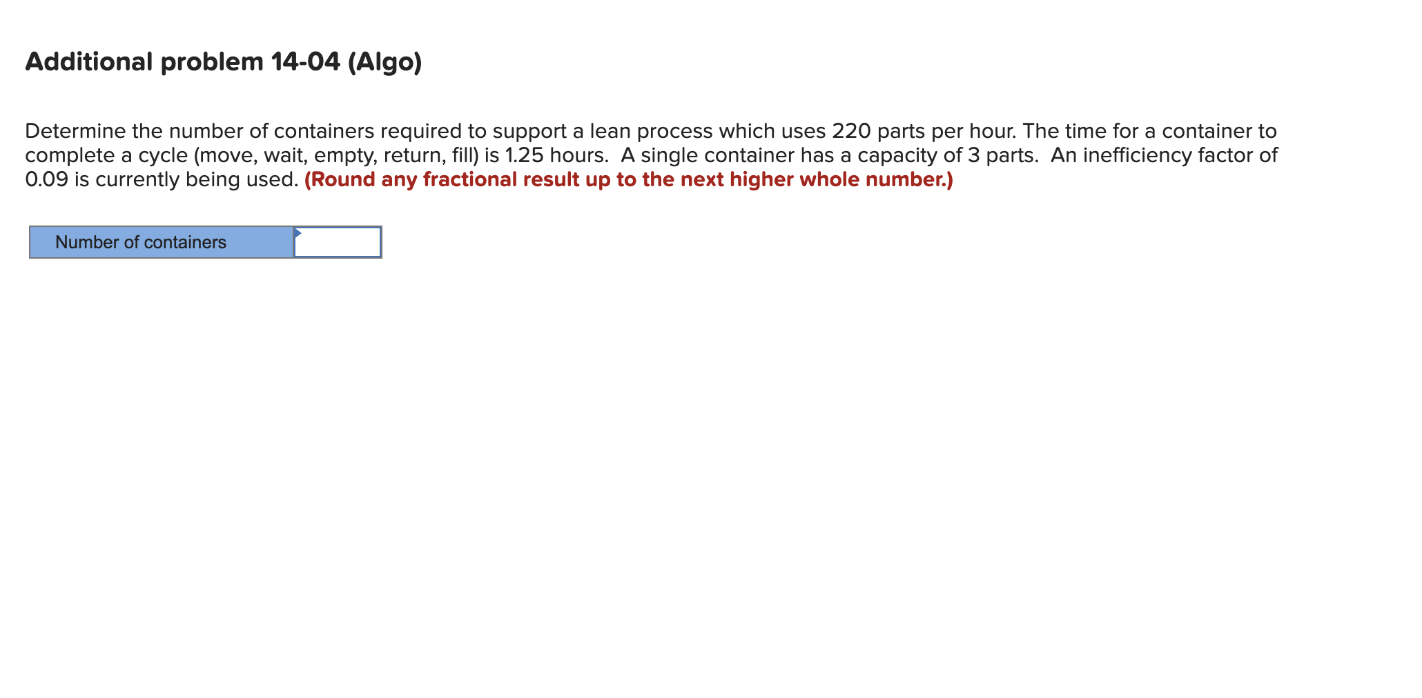 Solved Additional problem 14-04 (Algo)Determine the number | Chegg.com
