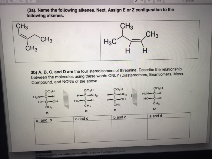 Solved Name the following alkenes. Next, Assign E or Z | Chegg.com