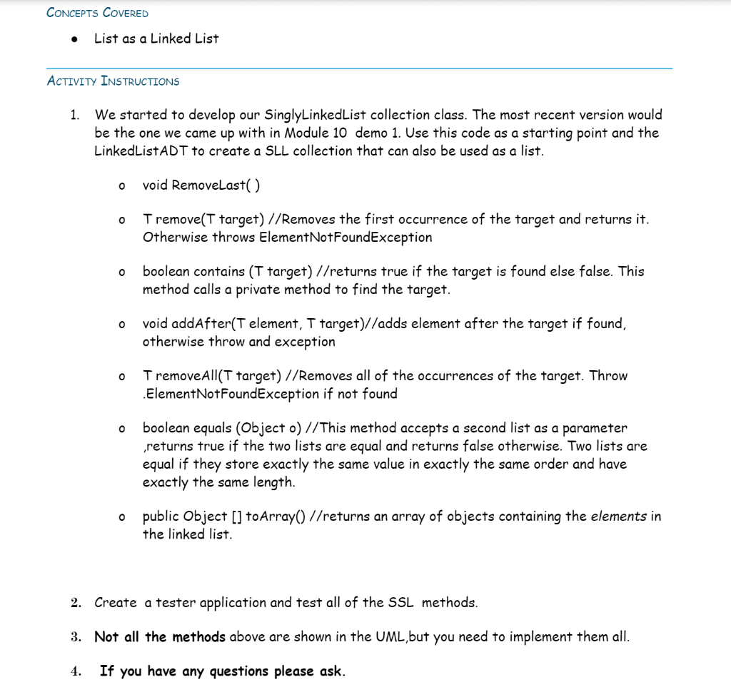 Solved CONCEPTS COVERED List as a Linked List ACTIVITY | Chegg.com