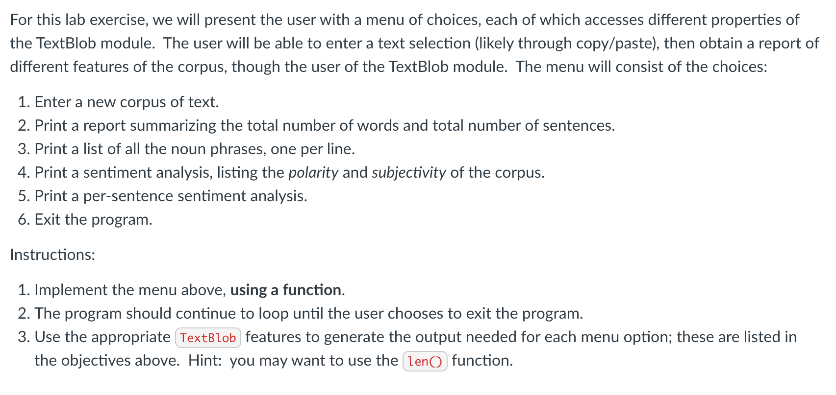Solved For this lab exercise, we will present the user with | Chegg.com