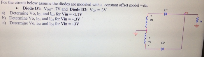 Solved For the circuit below assume the diodes are modeled | Chegg.com