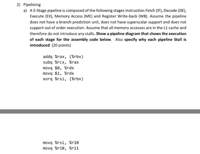 Solved a) A 5-Stage pipeline is composed of the following | Chegg.com