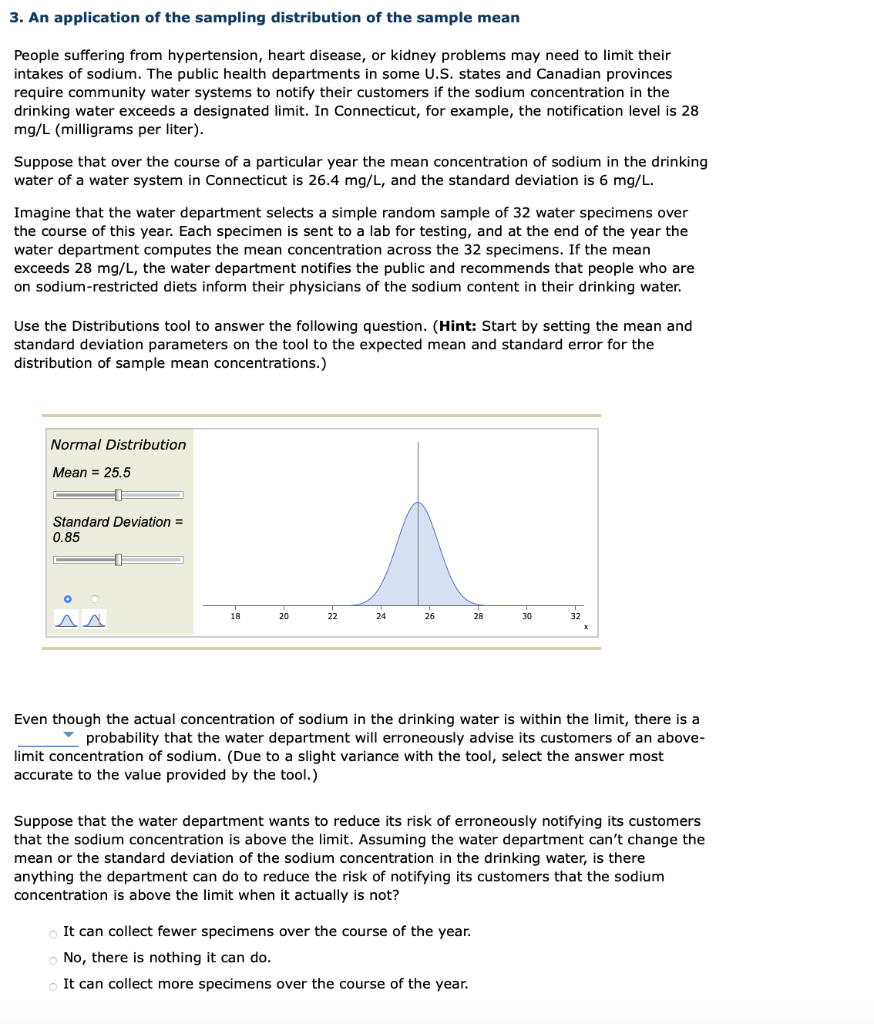 Solved 3. An application of the sampling distribution of the | Chegg.com