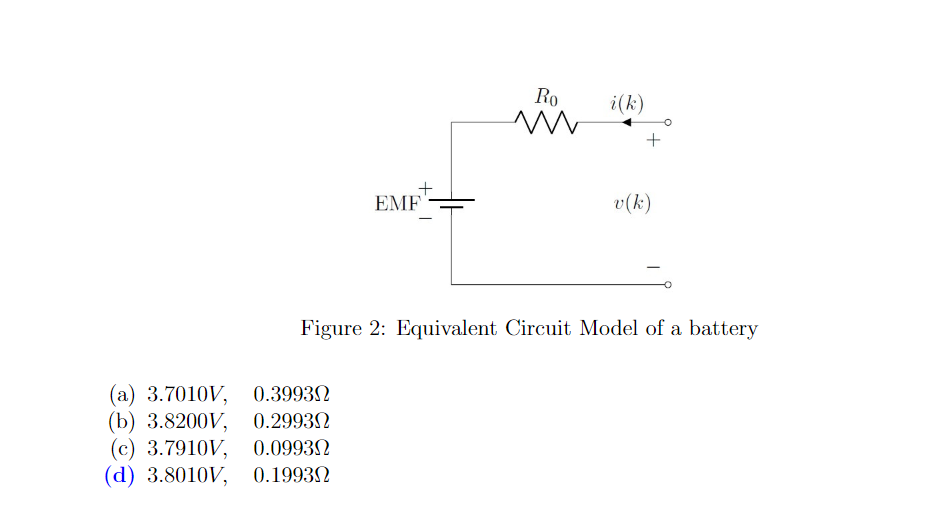 Solved the equivalent circuit model of a battery where, EMF | Chegg.com