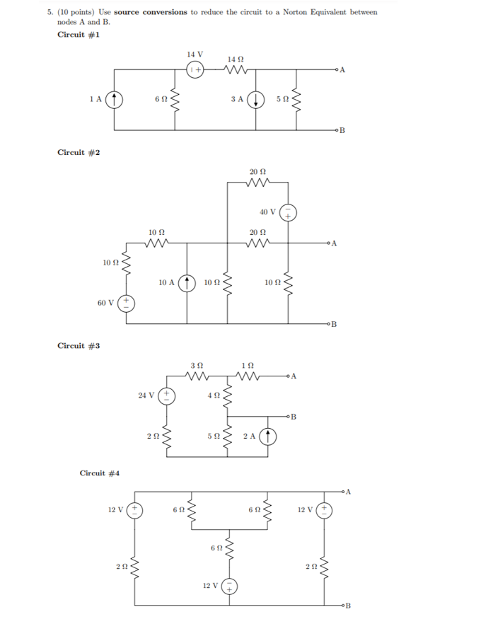 Solved 5. (10 points) Use source conversions to reduce the | Chegg.com