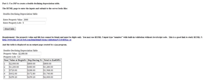 Solved Part 1: Use JSP to create a deable declining | Chegg.com