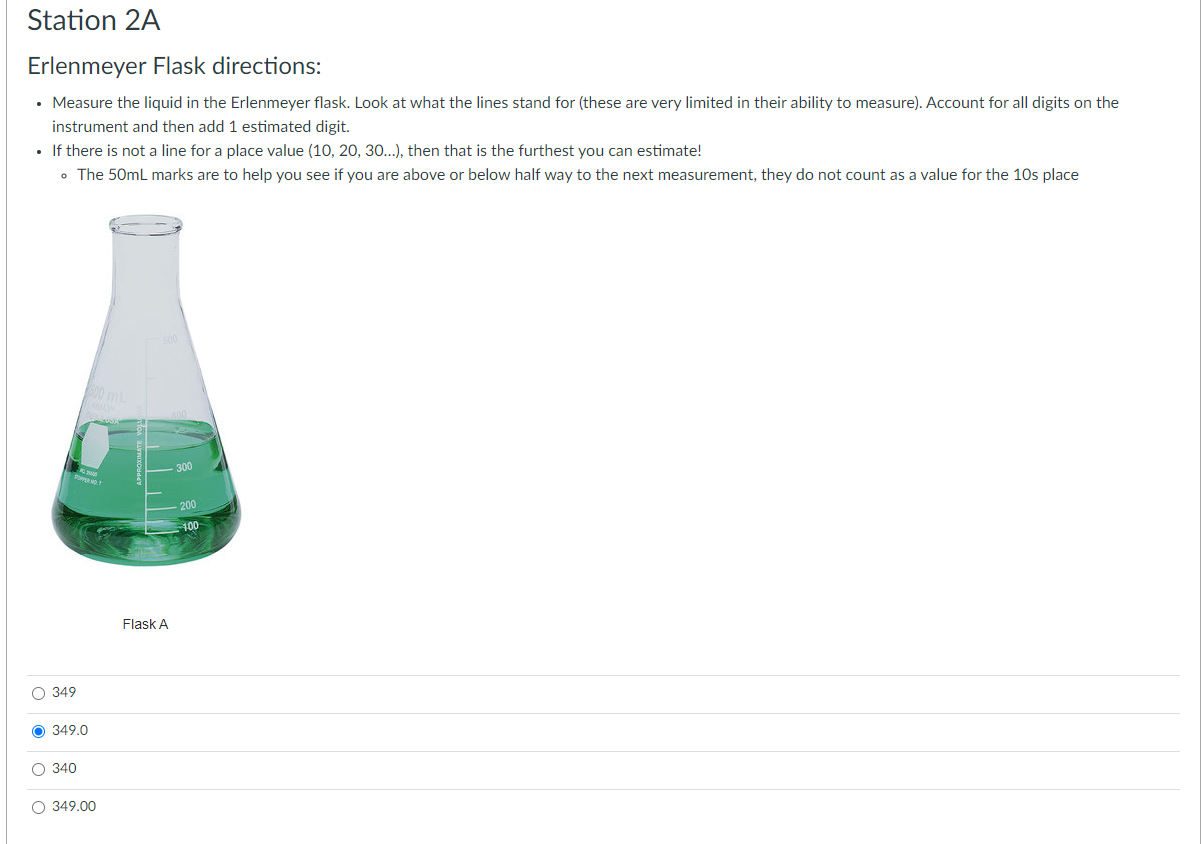 Solved Station 2B Erlenmeyer Flask directions: • Measure the | Chegg.com