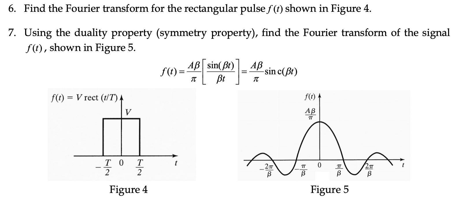 Solved 6. Find the Fourier transform for the rectangular | Chegg.com