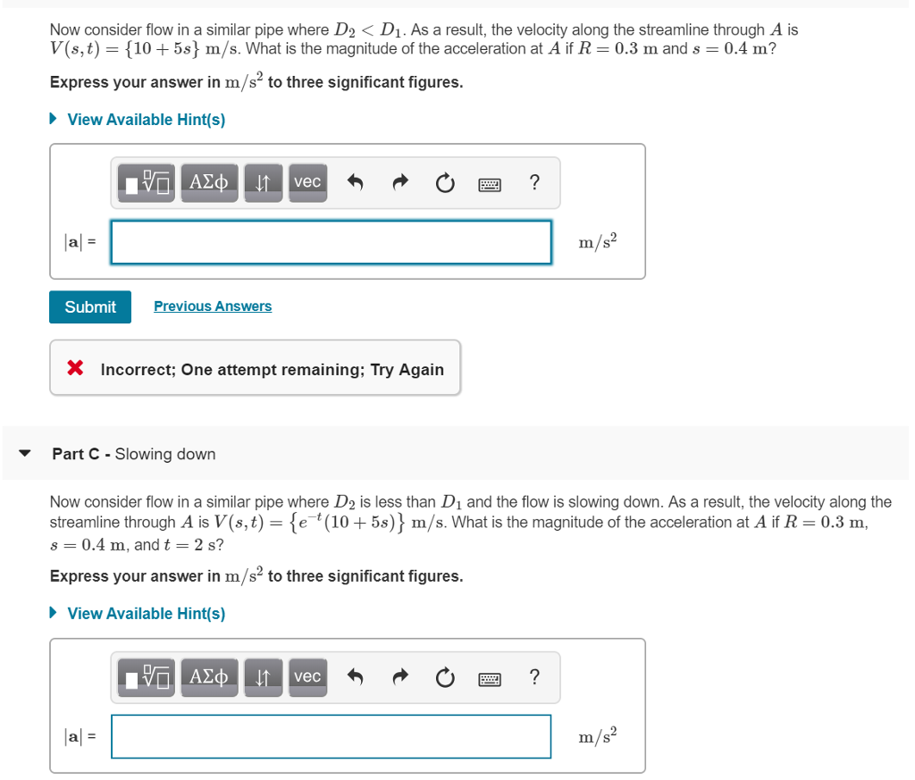 Solved Now consider flow in a similar pipe where D2