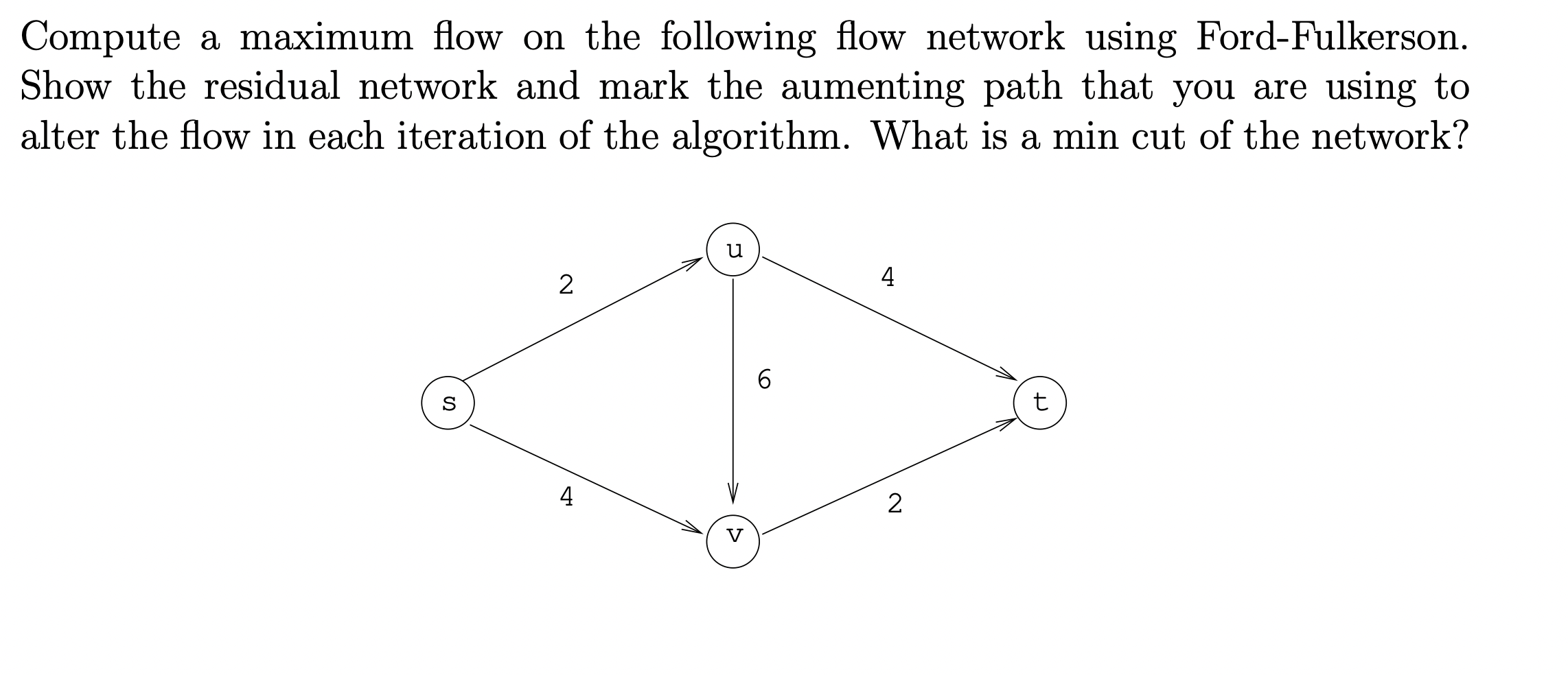 Solved Compute a maximum flow on the following flow network | Chegg.com
