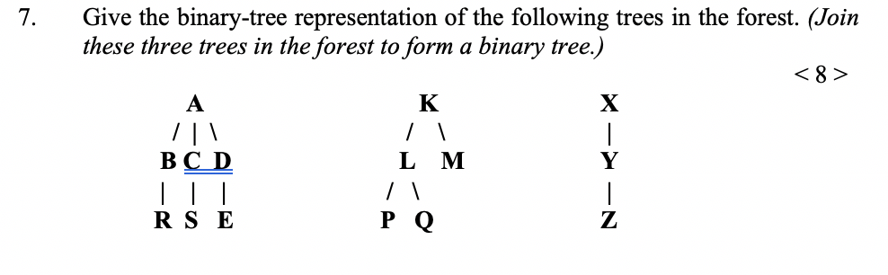 Solved 7. Give the binary-tree representation of the | Chegg.com