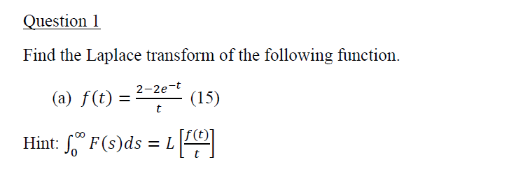 Solved Find the Laplace transform of the following function. | Chegg.com