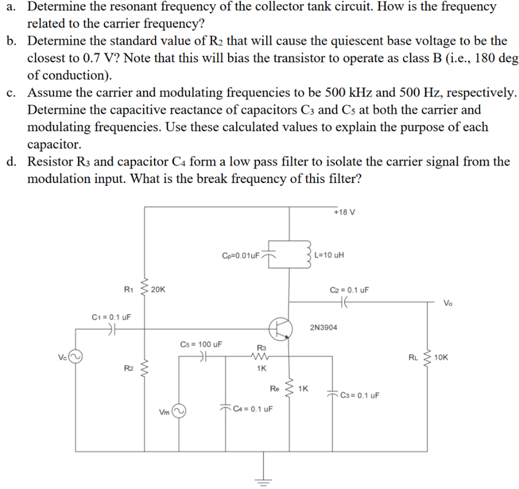 a. Determine the resonant frequency of the collector | Chegg.com