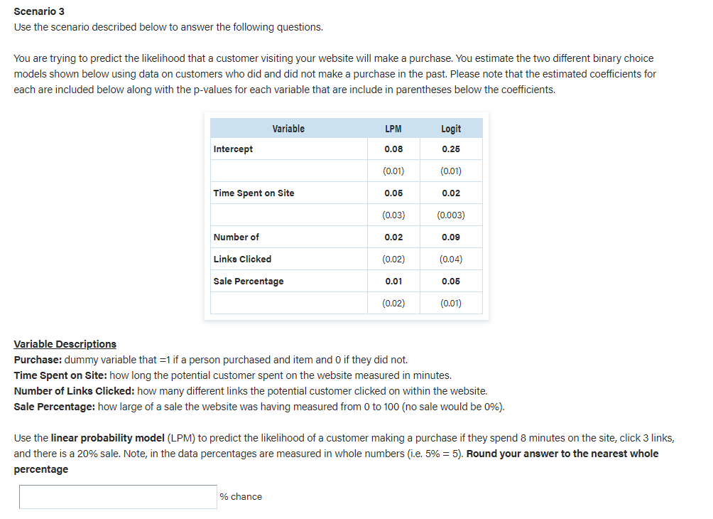 Solved Scenario 3 Use the scenario described below to answer | Chegg.com