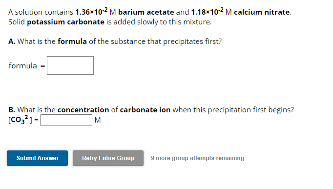 Solved A solution contains 1.36×10-2 M barium acetate and | Chegg.com
